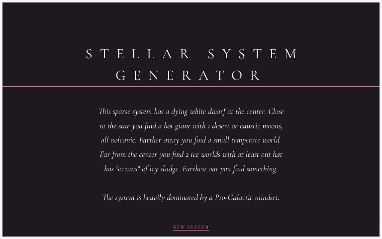 Stellar System Generator