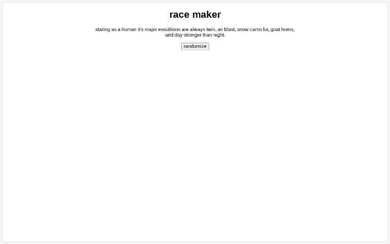 race maker ― Perchance Generator