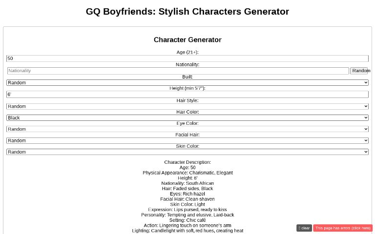 GQ Boyfriends: Stylish Characters Generator