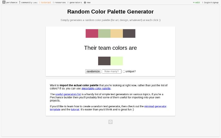 Random Color Palette Generator