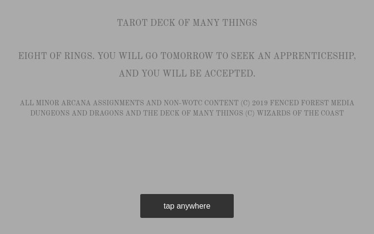 Tarot Deck of Many Things for D&D 5e ― Perchance Generator