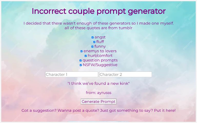Incorrect couple prompt generator