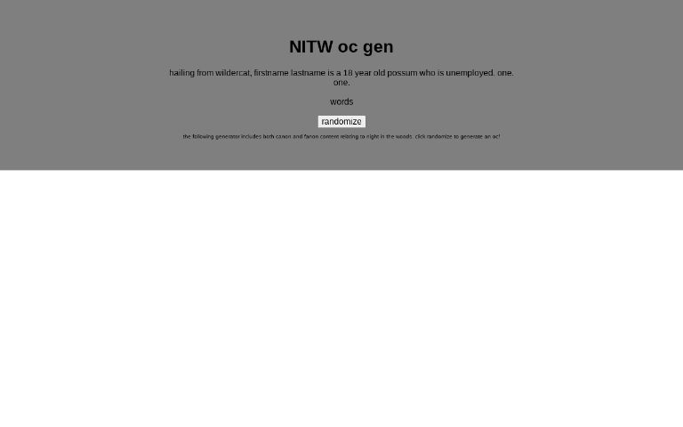 NITW oc gen