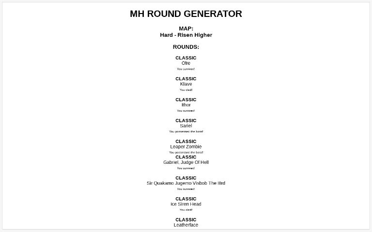 MH ROUND GENERATOR