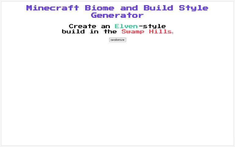 Minecraft Biome and Build Style Generator