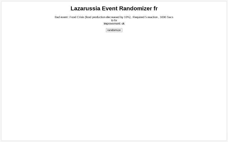 Lazarussia Event Randomizer fr ― Perchance Generator