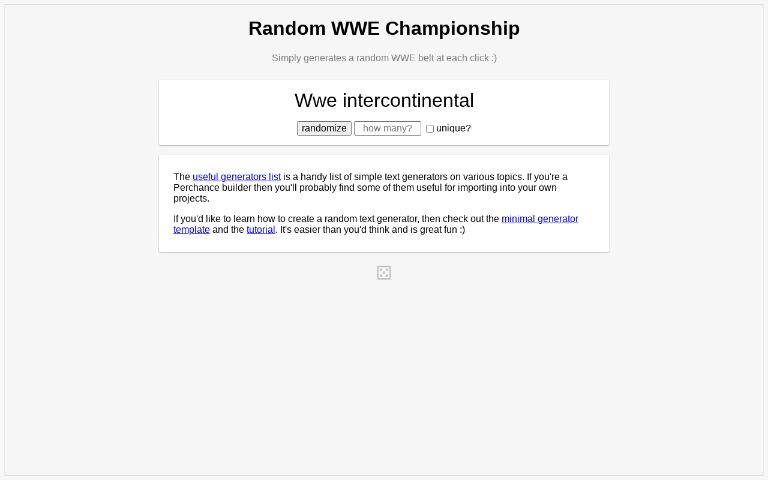 Random WWE Championship ― Perchance Generator