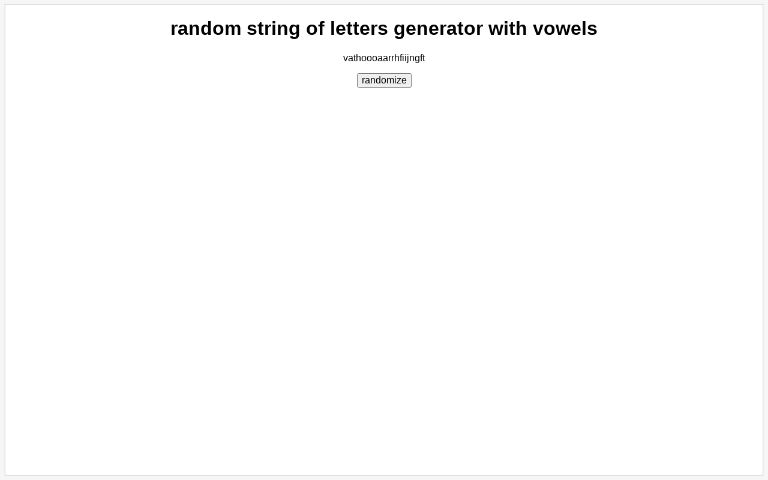 random string of letters generator with vowels