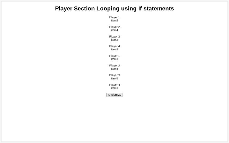 Player Section Looping using If statements ― Perchance Generator