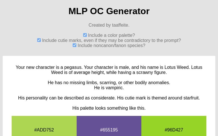 MLP OC Generator