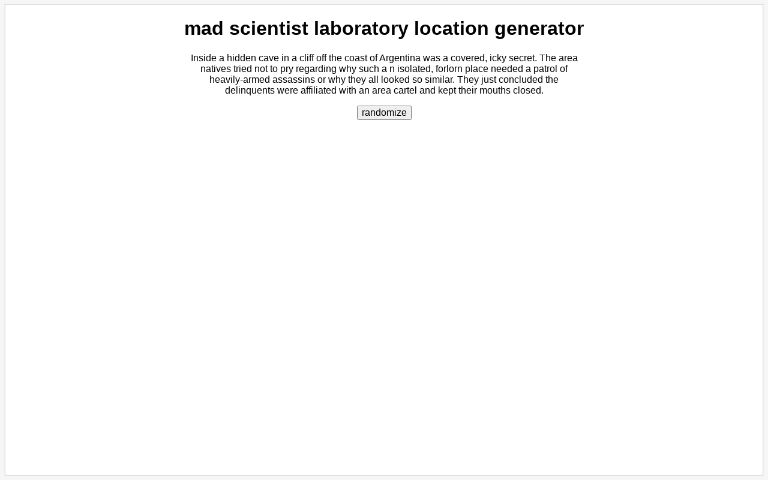 mad scientist laboratory location generator