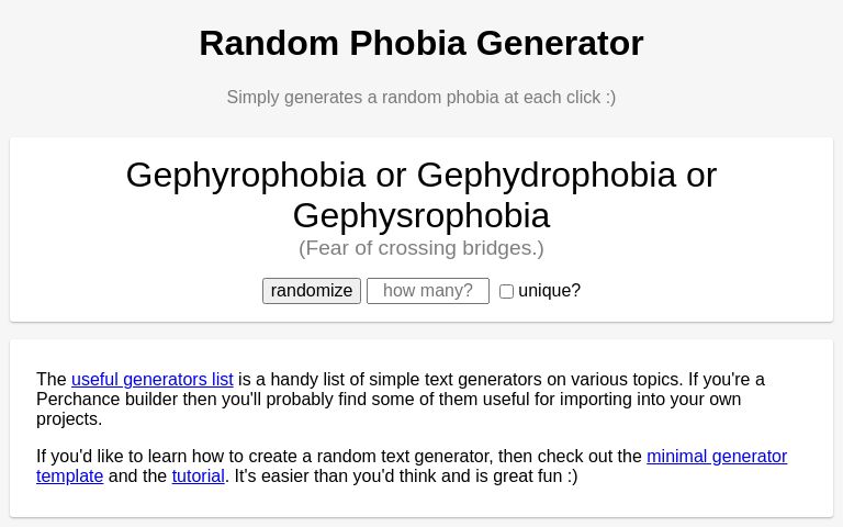 Random Phobia Generator