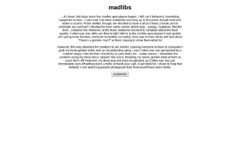 madlibs ― Perchance Generator