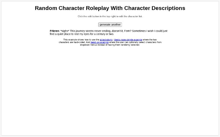 Random Character Roleplay With Character Descriptions
