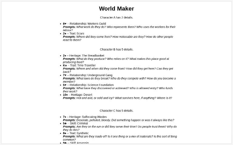 World Maker ― Perchance Generator