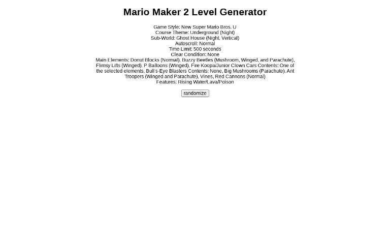 Mario Maker 2 Level Generator