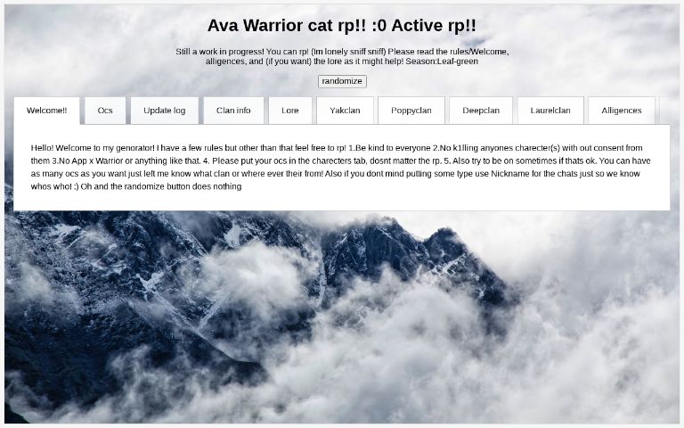 Ava Warrior cat rp!! :0 Active rp!! ― Perchance Generator