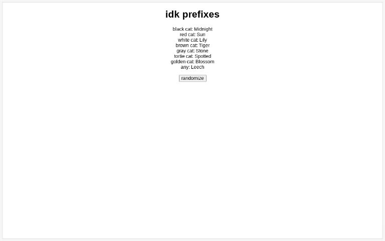 idk prefixes ― Perchance Generator