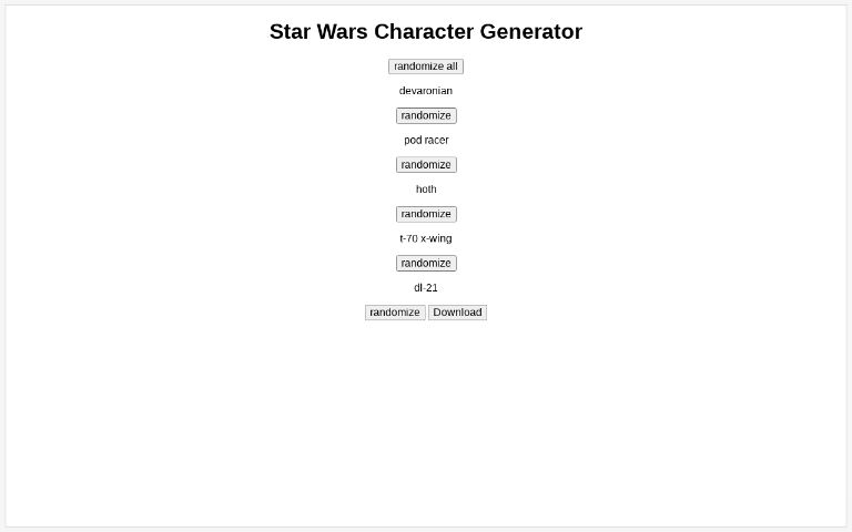 Star Wars Character Generator