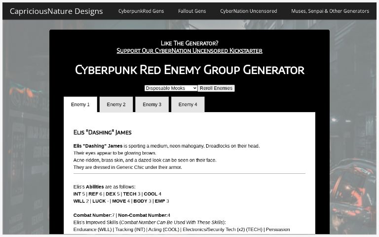 Cyberpunk Red Enemy Group Generator