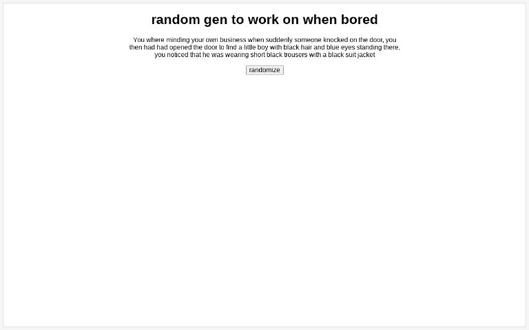 random gen to work on when bored ― Perchance Generator
