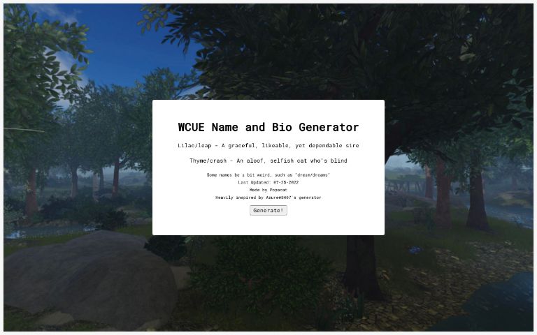 WCUE Name and Bio Generator