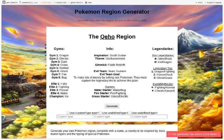 Pokemon Region Generator