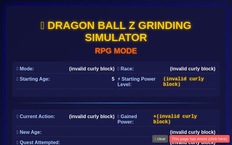 🌌 DRAGON BALL Z GRINDING SIMULATOR ― Perchance Generator