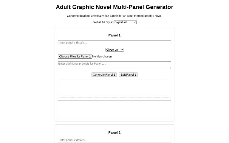 Adult Graphic Novel Multi-Panel Generator