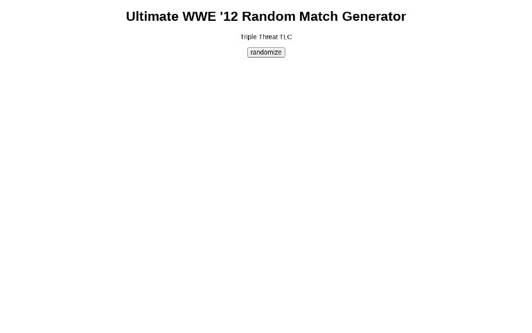 Ultimate WWE '12 Random Match Generator