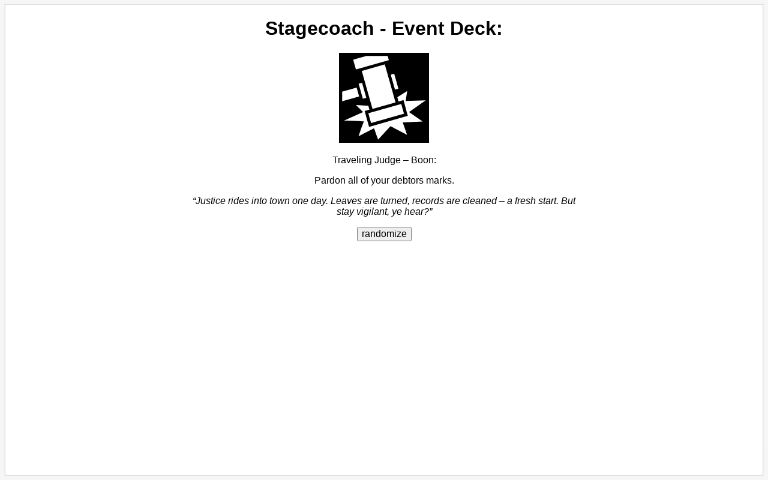 Stagecoach - Event Deck: ― Perchance Generator