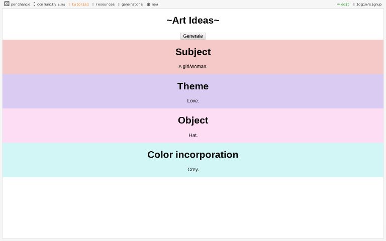 ~Art Ideas~ ― Perchance Generator