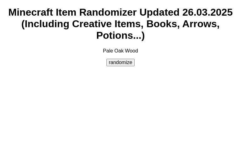 Minecraft Item Randomizer Updated 26.03.2025 (Including Creative Items ...