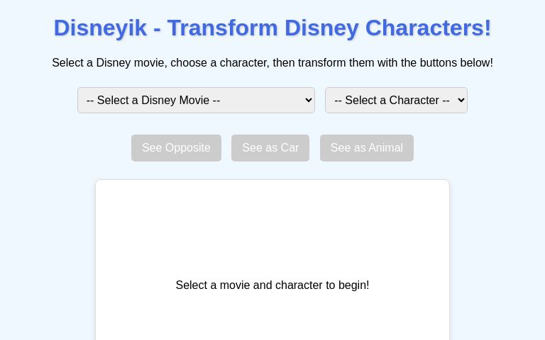 Disneyik - Transform Disney Characters! ― Perchance Generator