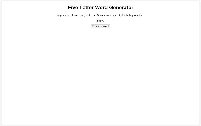 Five Letter Word Generator