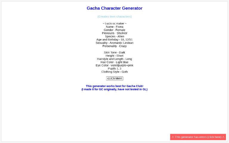Gacha Character Generator