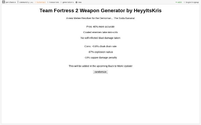 Team Fortress 2 Weapon Generator by HeyyItsKris