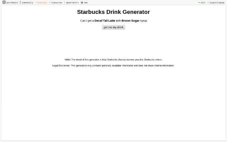 Starbucks Drink Generator