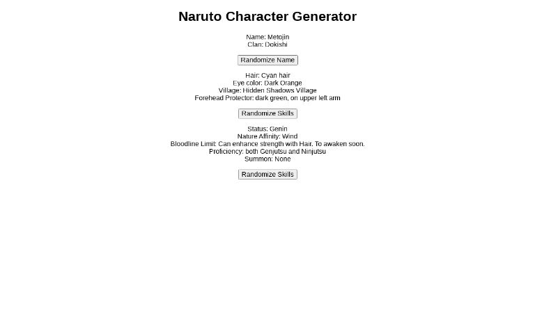 Naruto Character Generator