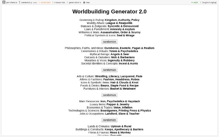Worldbuilding Generator 2.0