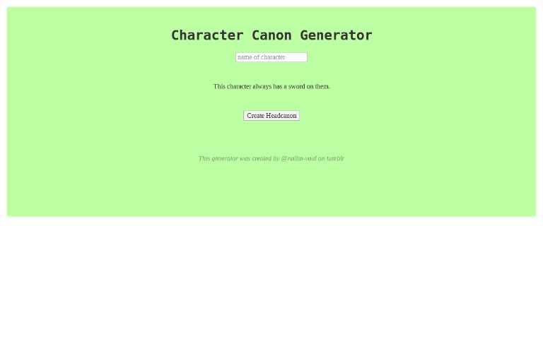Character Canon Generator
