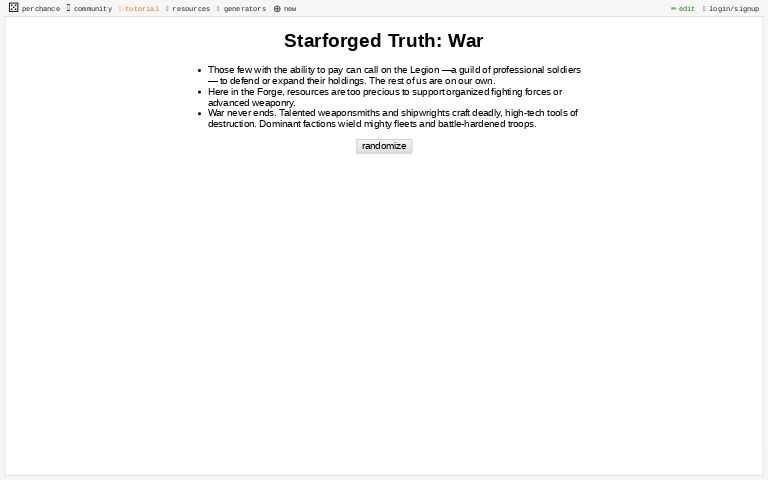 Starforged Truth: War ― Perchance Generator