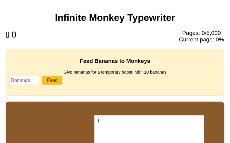 Infinite Monkey Typewriter ― Perchance Generator