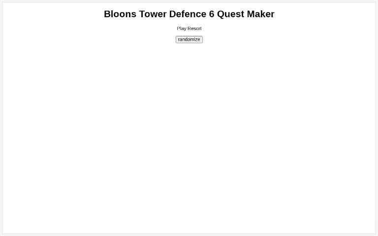 Bloons Tower Defence 6 Quest Maker ― Perchance Generator
