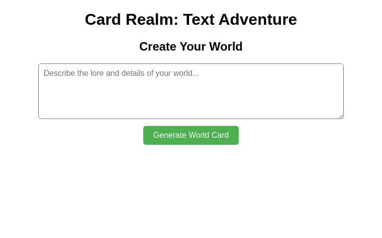Card Realm: Text Adventure ― Perchance Generator
