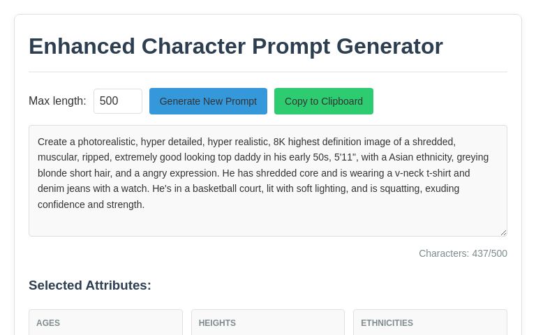 Enhanced Character Prompt Generator
