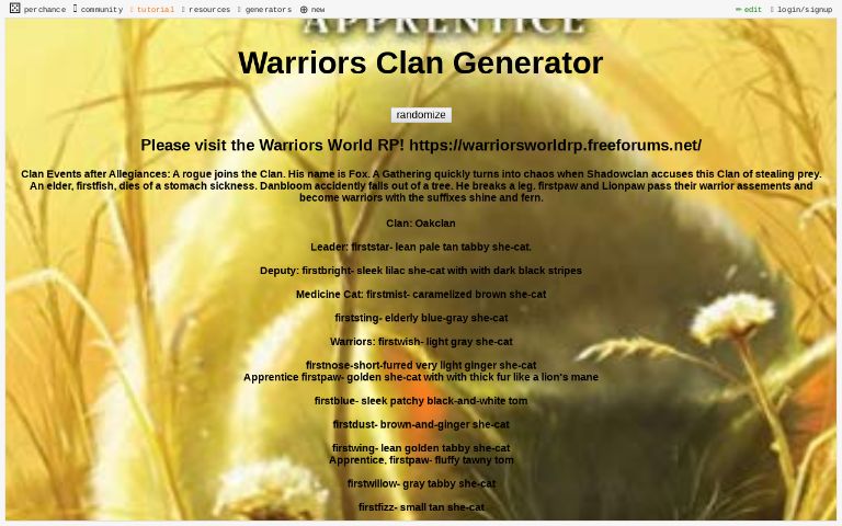 Warriors Clan Generator