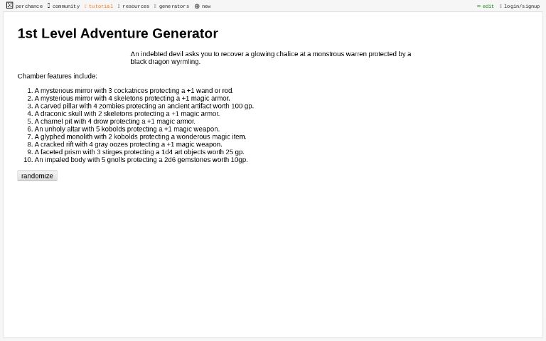 1st Level Adventure Generator