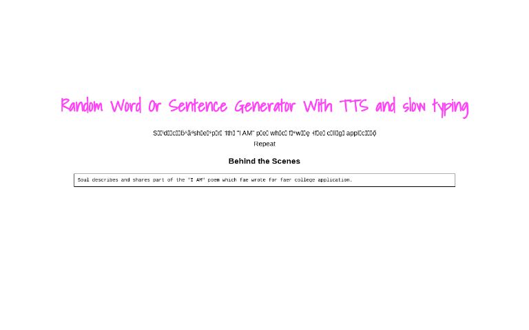 Random Word Or Sentence Generator With TTS and slow typing