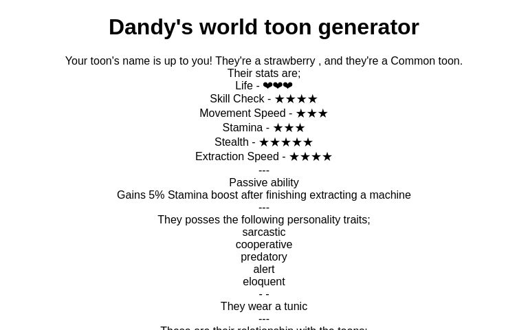 Dandy's world toon generator